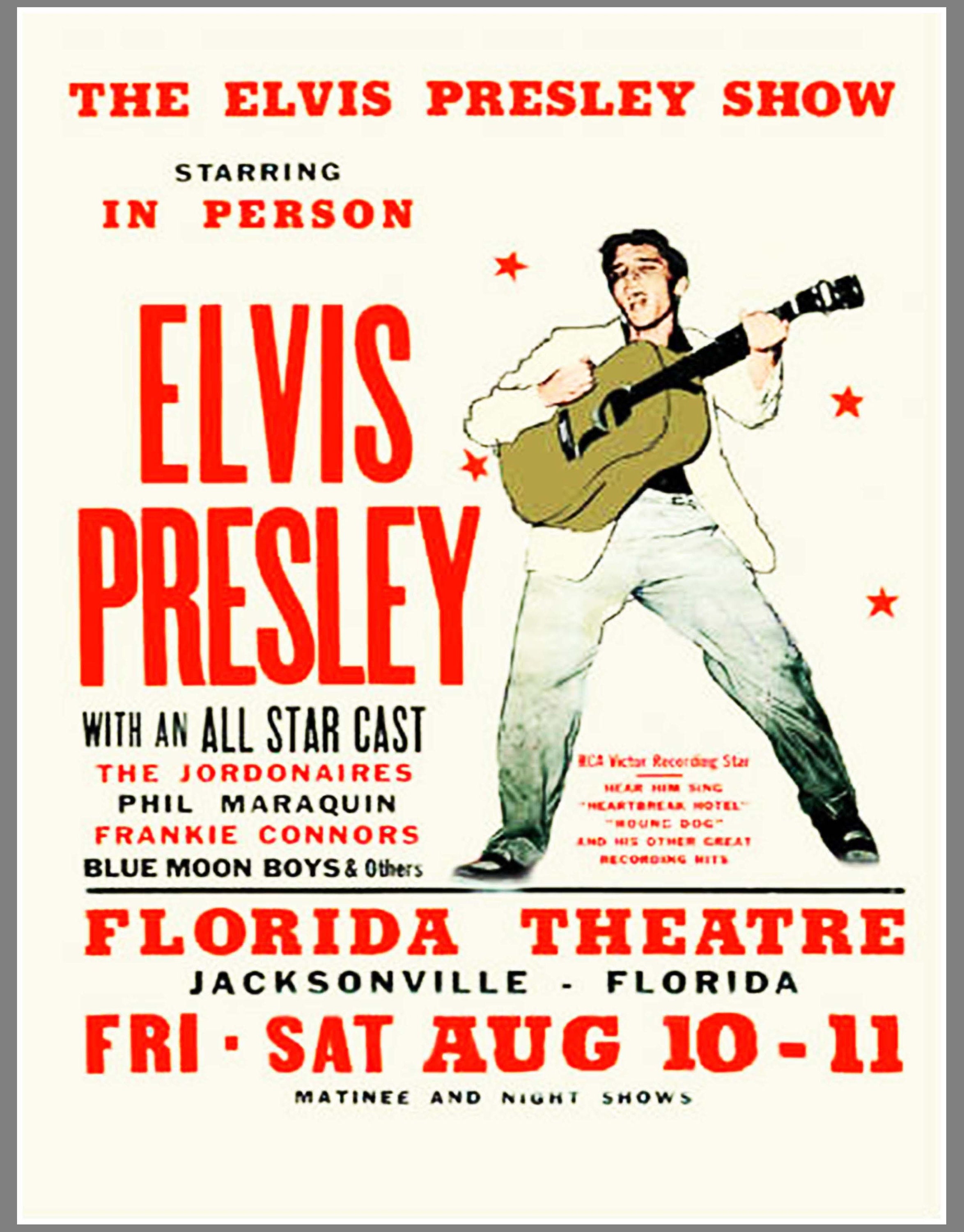Advertising Poster ELVIS PRESLEY Elvis Concert Poster, Florida Theatre ...