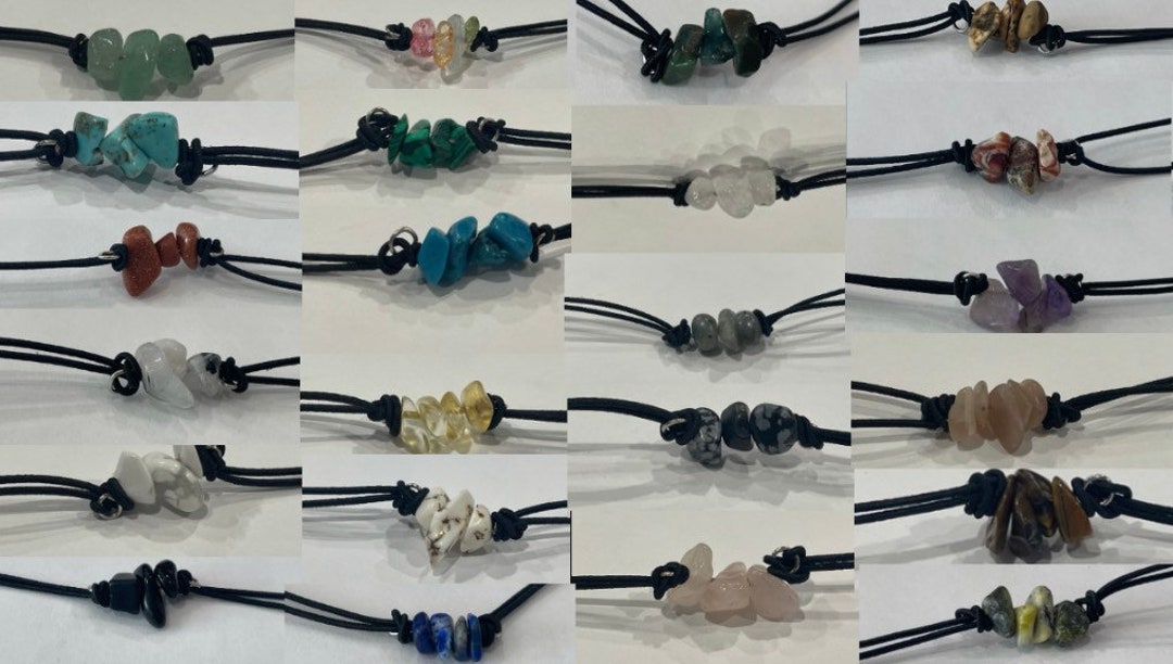 Healing Crystal Chip Necklace Bracelet, Gemstone Chip Bead Necklace ...