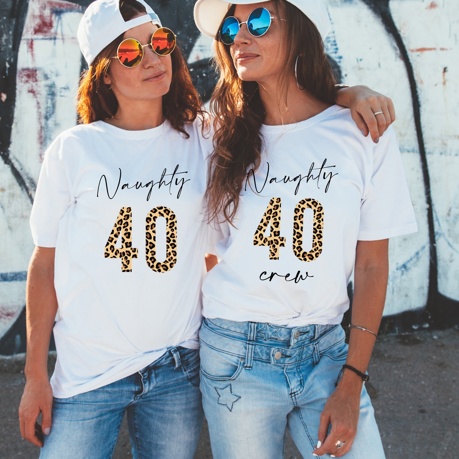 40th Birthday T Shirt Naughty 40 Crew Leopard Birthday Tee Etsy Uk