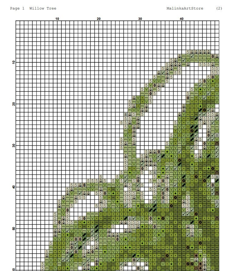 Willow Tree Cross Stitch Pattern: Botanical Watercolor (PDF) - Etsy