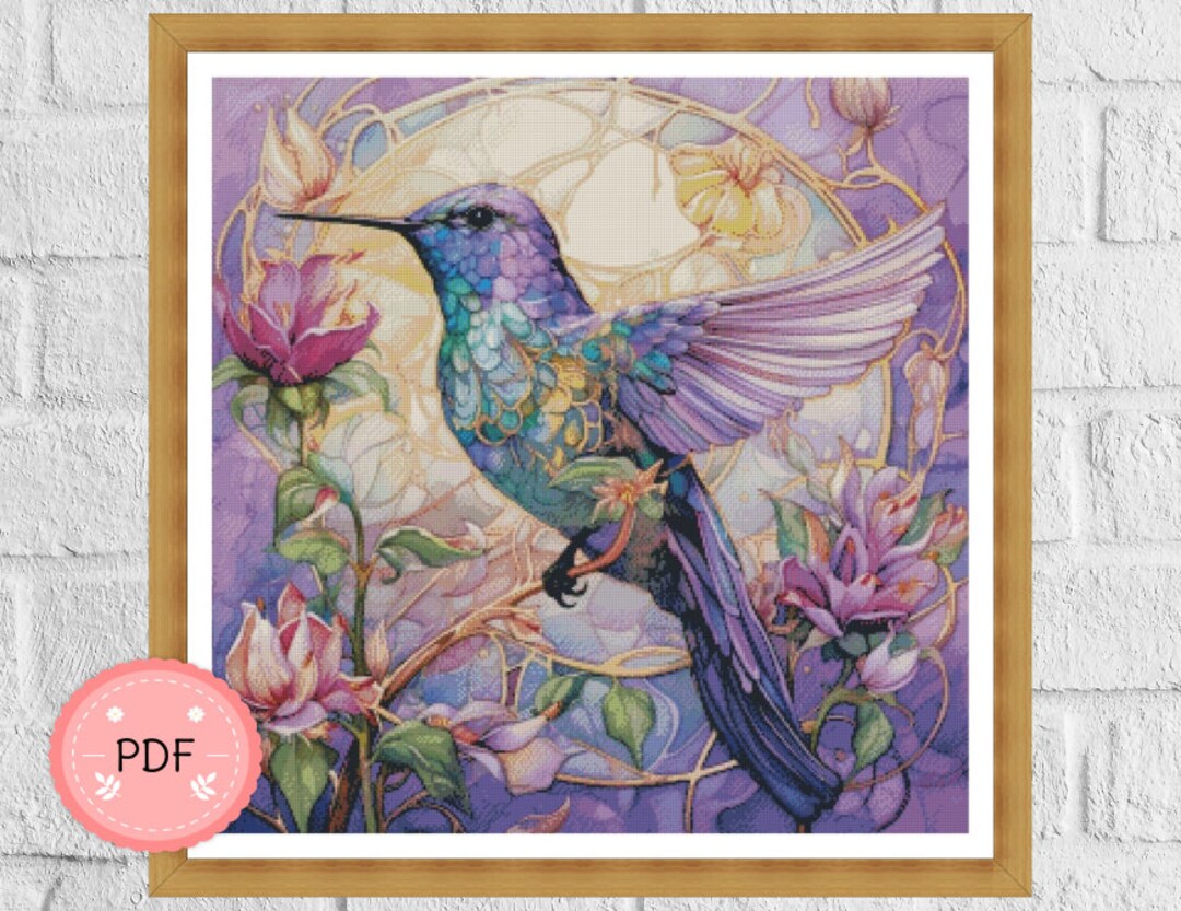 Cross Stitch Pattern,hummingbird With Flowers, Pdf, Instant Download,x ...