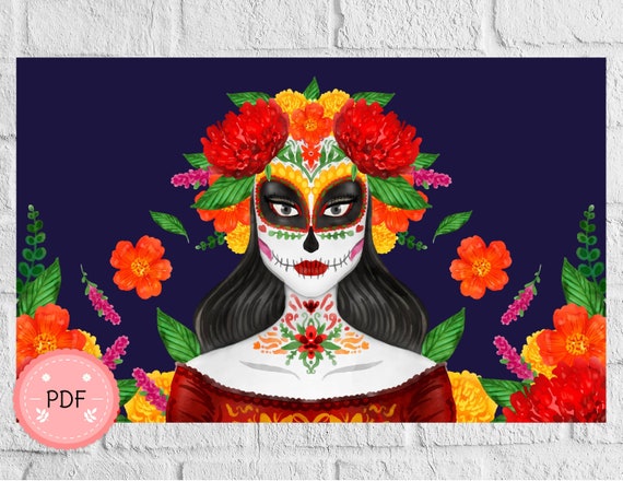 Dia De Los Muertos Cross Stitch Pattern Sugar Skull Instant - Etsy ...