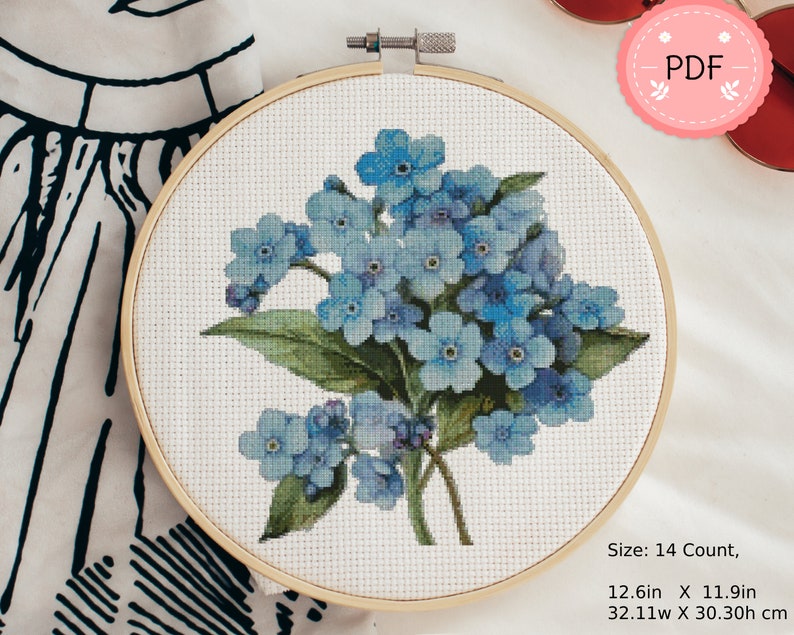 Forget Me Not Cross Stitch Pattern Pdf instant Download - Etsy