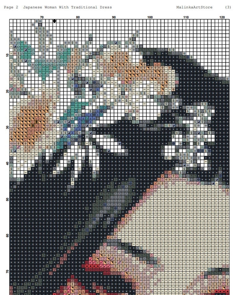 Geisha Cross Stitch Pattern , Japanese Woman With Traditional Dress ...