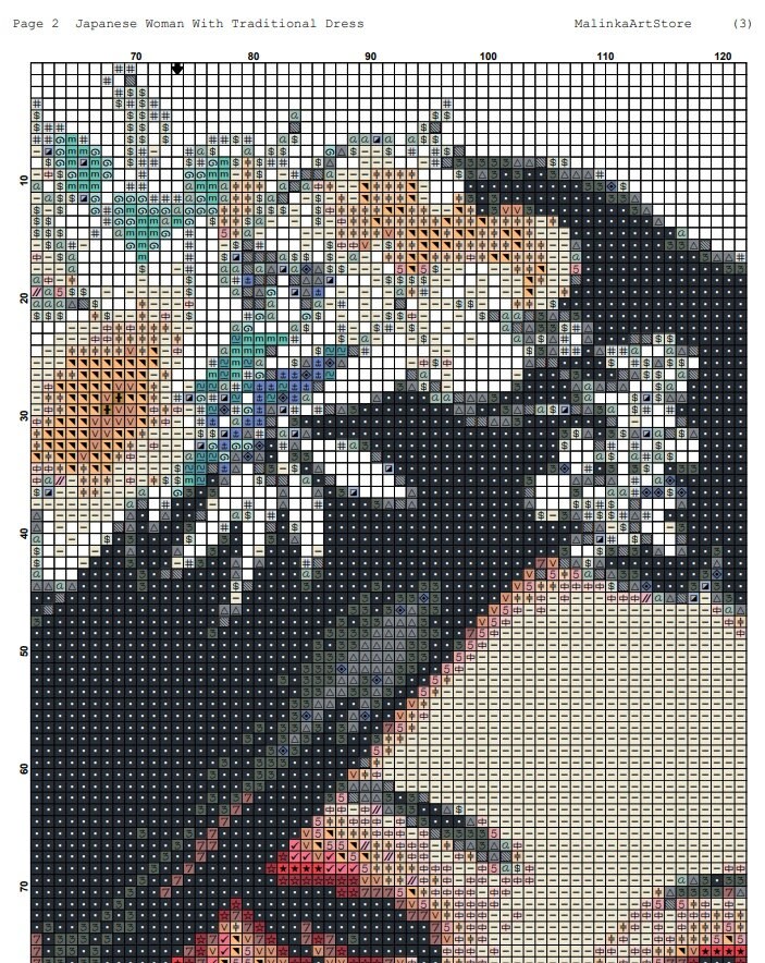 Geisha Cross Stitch Pattern Japanese Woman With Traditional - Etsy