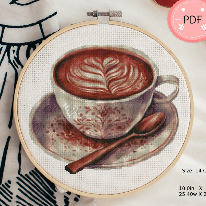 Coffee Cup Cross Stitch - Etsy
