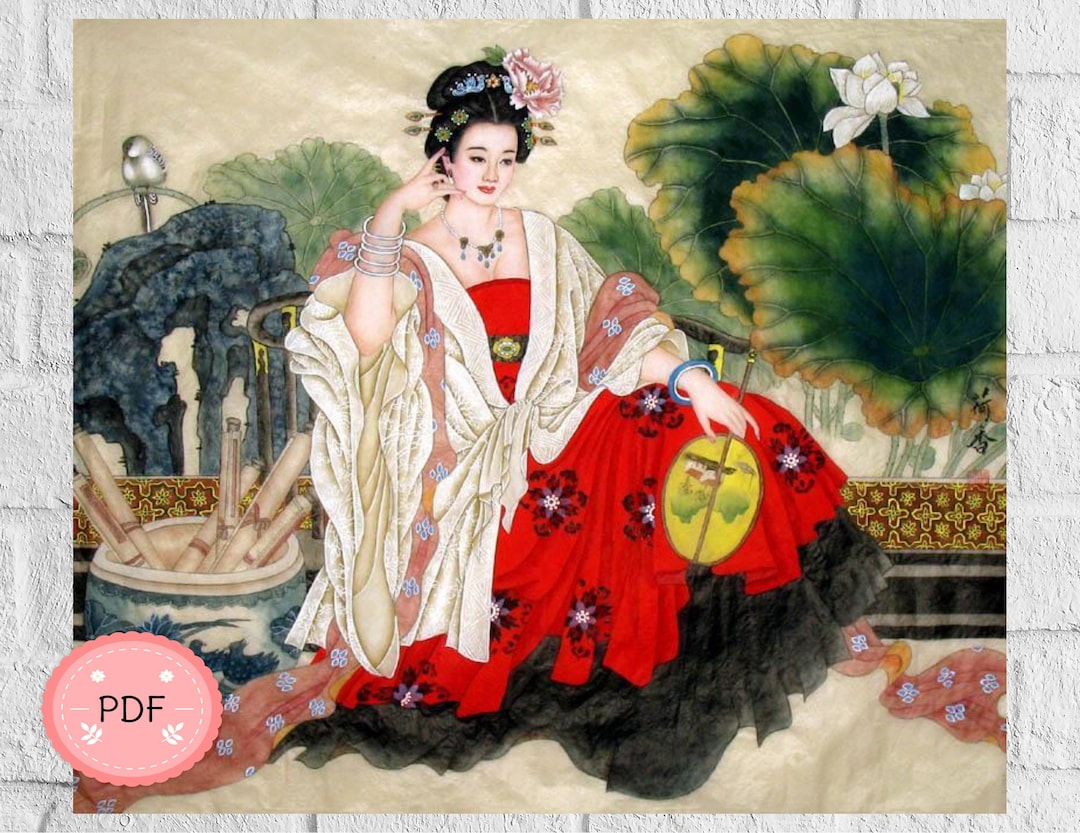 Geisha Cross Stitch Pattern , Japanese Art , PDF Format , Instant ...
