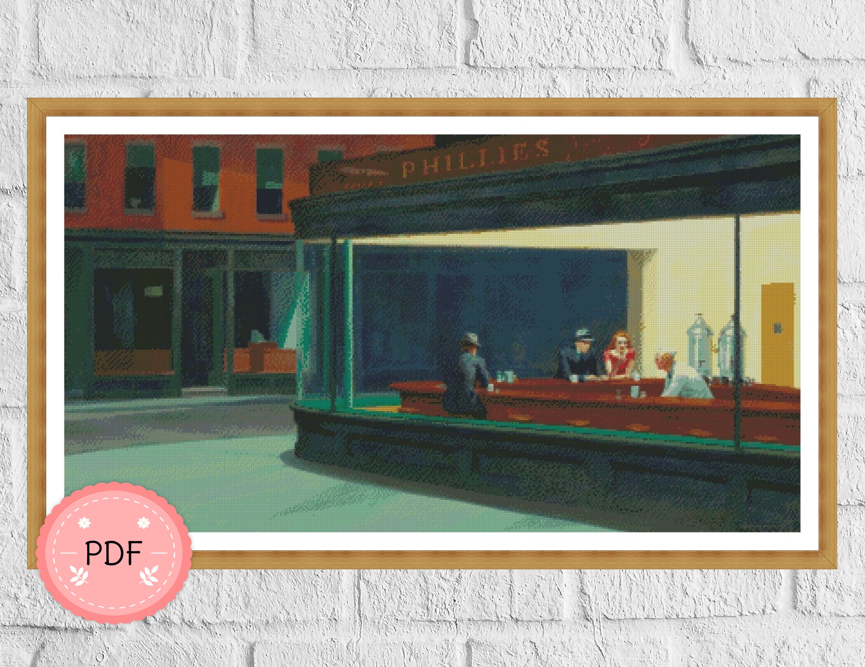 Cross Stitch Pattern,nighthawks , Edward Hopper,pdf , Instant Download, Famous Painting - Etsy