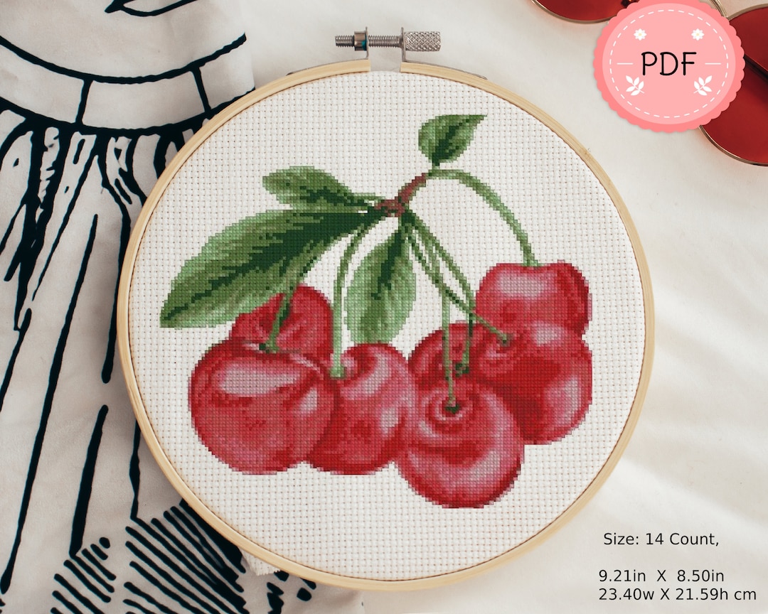 Cross Stitch Pattern , Watercolor Cherries,pdf , Instant Download ...
