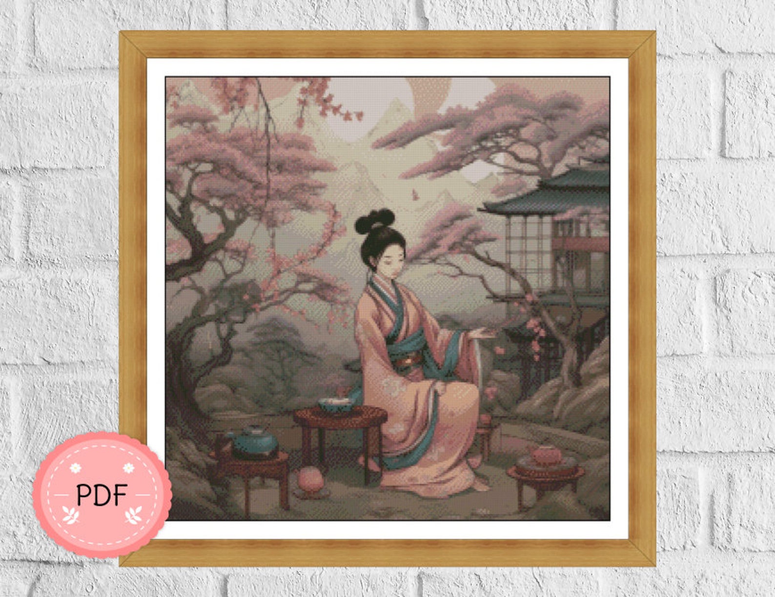 Anime Geisha Cross Stitch Pattern: Japanese Art Scene (PDF Pattern) - Etsy