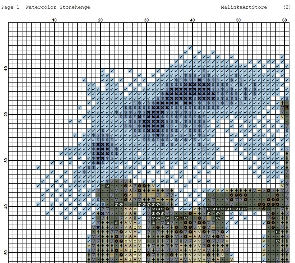 Cross Stitch Pattern,watercolor Stonehenge,art , PDF Format , Instant ...
