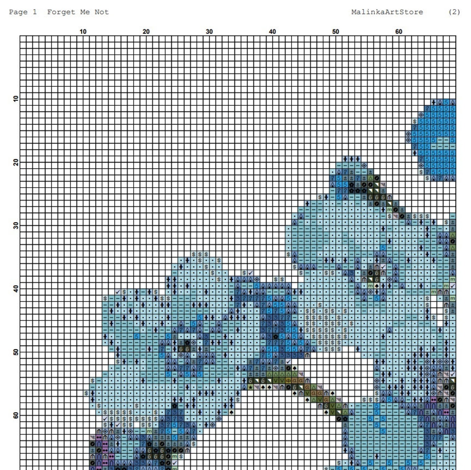 Forget Me Not Cross Stitch Pattern Pdf instant Download - Etsy