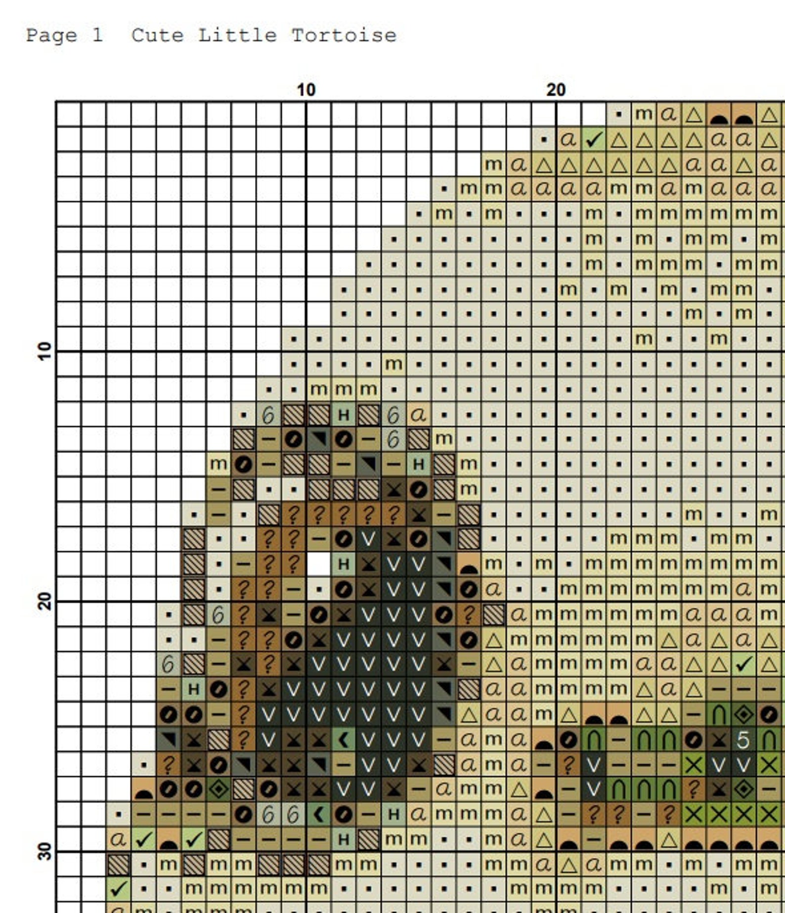 Cute Tortoise Cross Stitch Pattern, Watercolor Turtle (PDF) - Etsy