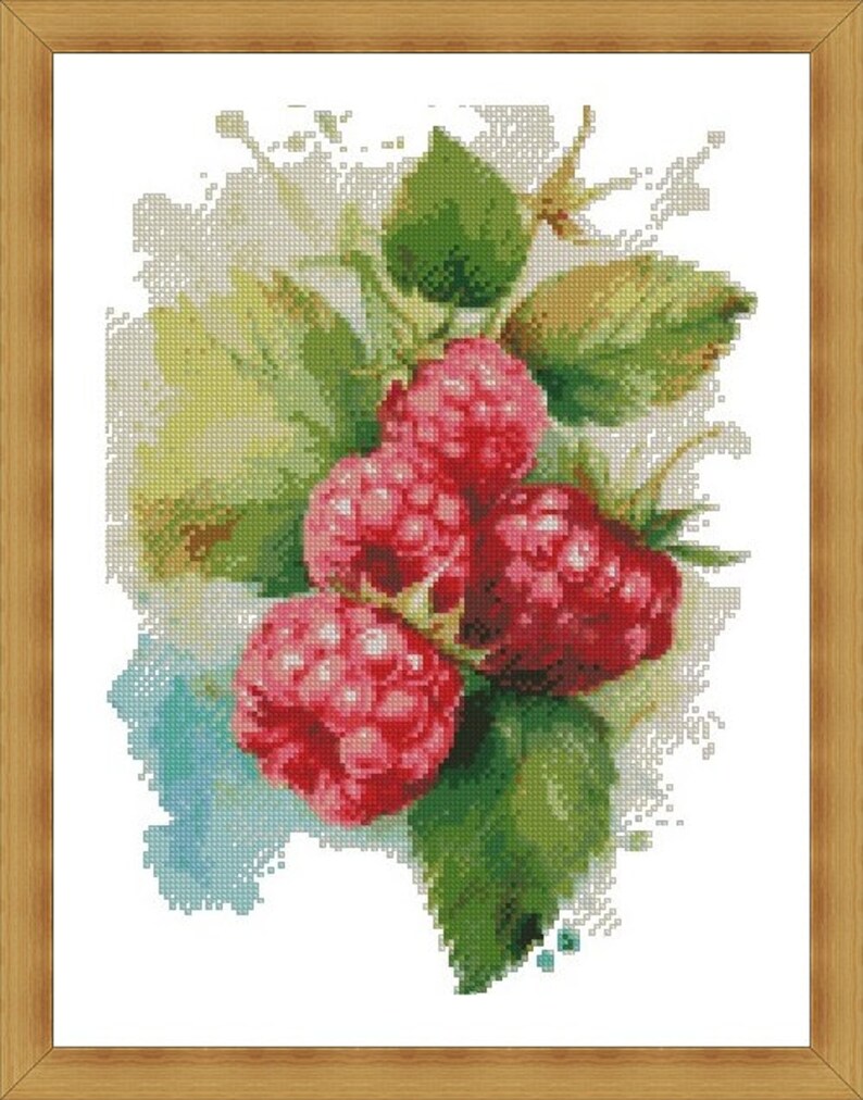 Cross Stitch Pattern , Watercolor Raspberries,pdf , Instant Download , Fruits X Stitch Chart ...