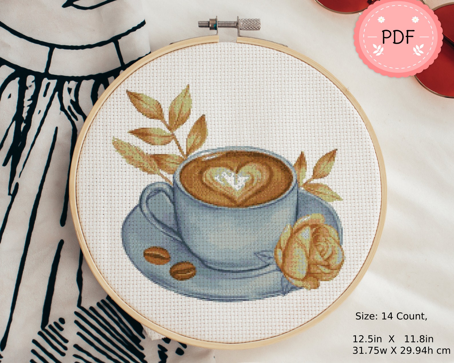 Coffee Cross Stitch Pattern , Instant Download ,latte X Stitch Chart ...
