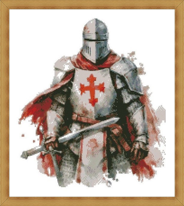 Cross Stitch Pattern,medieval Knight Templar, Pdf Instant Download ...