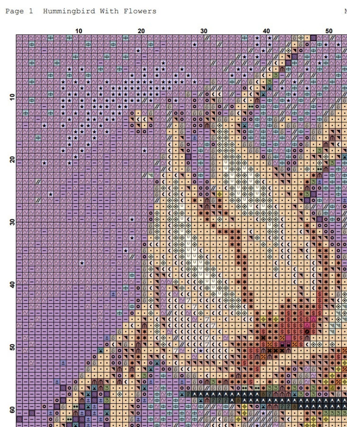Cross Stitch Pattern,hummingbird With Flowers, Pdf, Instant Download,x ...