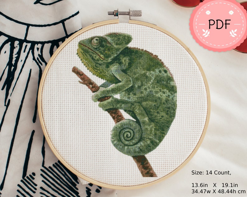 Chameleon Cross Stitch Pattern , Pdf , Instant Download , Animal X ...