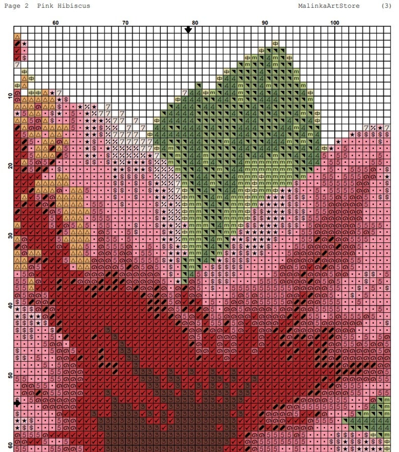 Pink Hibiscus Cross Stitch Pattern, Pdf ,instant Download , Floral X ...