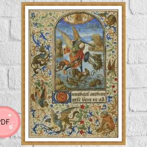 Cross Stitch Pattern,saint Michael and the Dragon,religious,christian ...