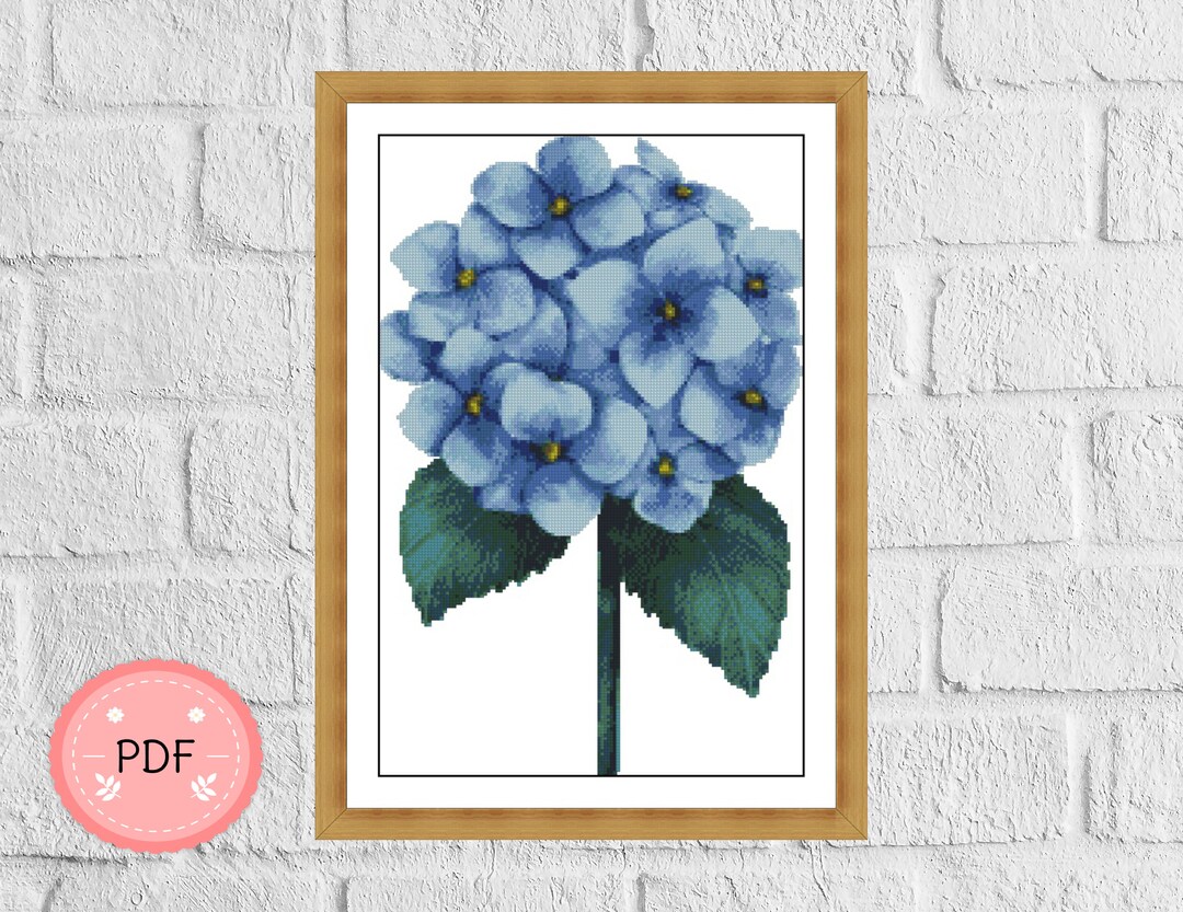Hydrangea Cross Stitch Pattern ,blue Hydrangeas,flower X Stitch Pattern ...