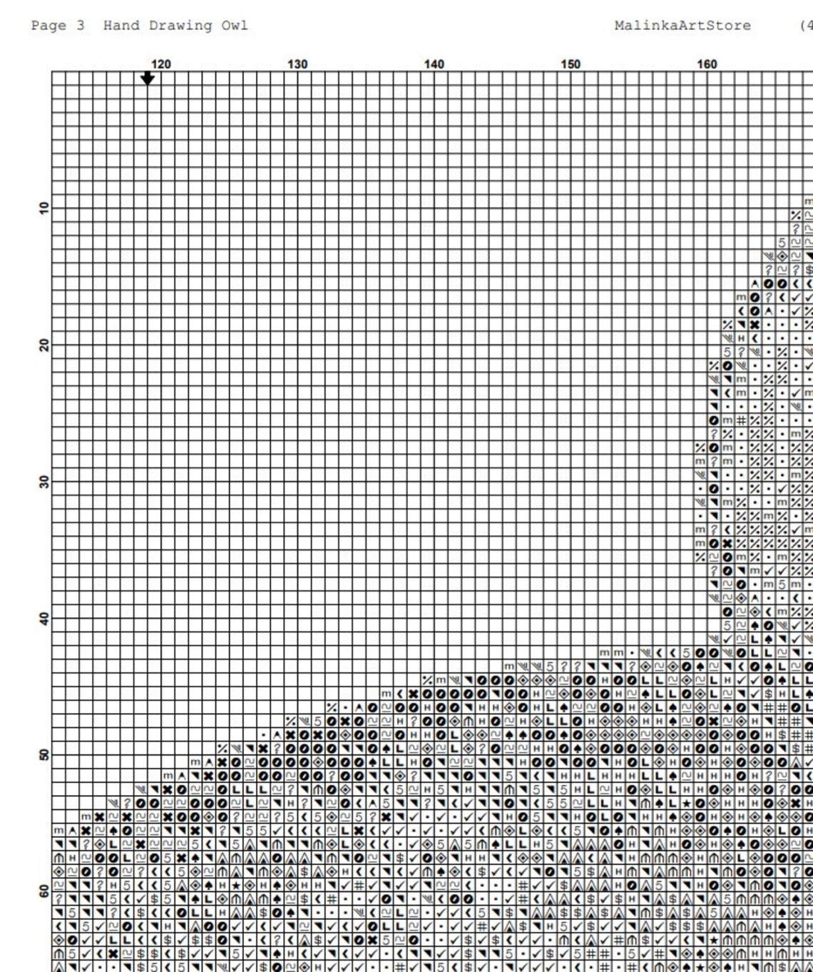 Owl Cross Stitch Pattern , Hand Drawing Style , Pdf Instant Download ...