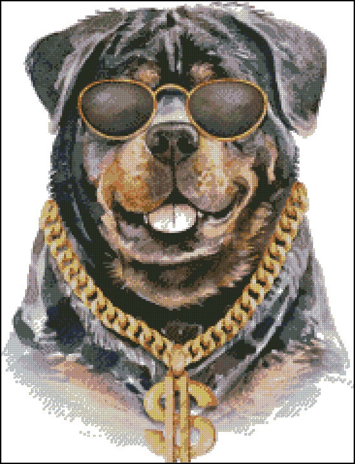 Rottweiler Dog Cross Stitch Pattern Rottweiler Dog With Chain - Etsy