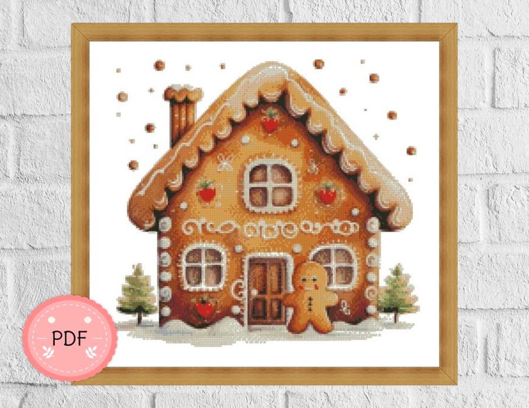 Cross Stitch Pattern,gingerbread House With Ginger Man,watercolor,pdf ...