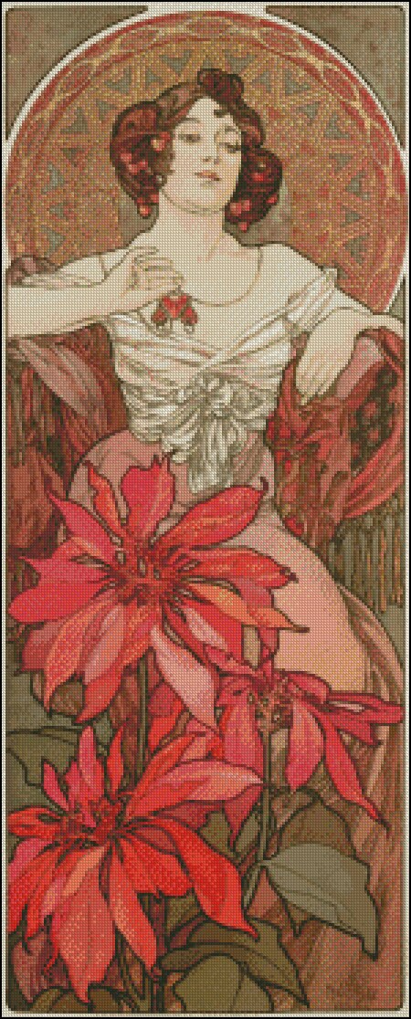 Ruby Cross Stitch Pattern,alphonse Mucha , Pdf , Instant Download,full ...
