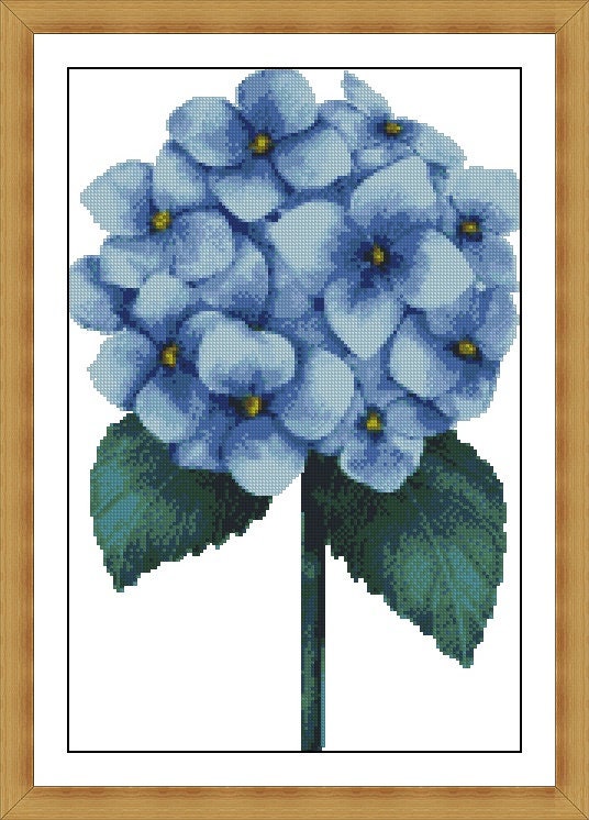Hydrangea Cross Stitch Pattern ,blue Hydrangeas,flower X Stitch Pattern ...
