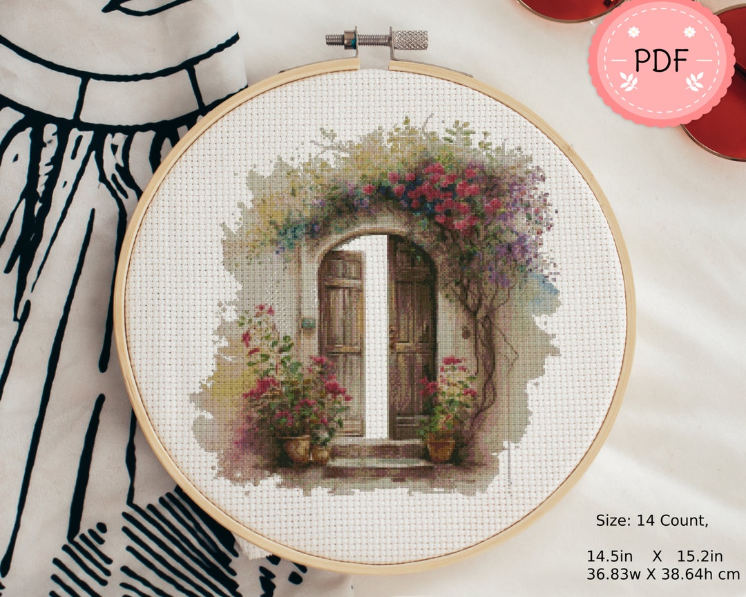 Cross Stitch Pattern,cozy Door With Flower ,PDF Instant Download ...