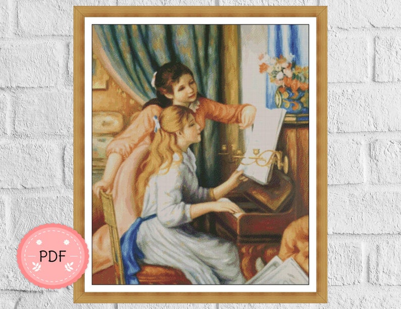 Cross Stitch Pattern ,young Girls at the Piano,pdf,instant Download,pierre Auguste Renoir,full ...