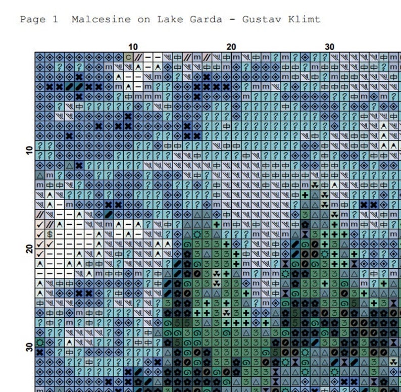 Cross Stitch Pattern Gustav Klimt , Malcesine on Lake Garda ,pdf ...