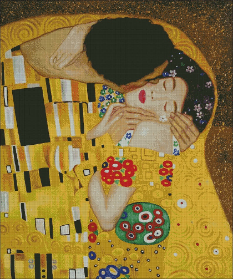 The Kiss Cross Stitch Pattern Gustav Klimt Pdf Instant - Etsy Sweden