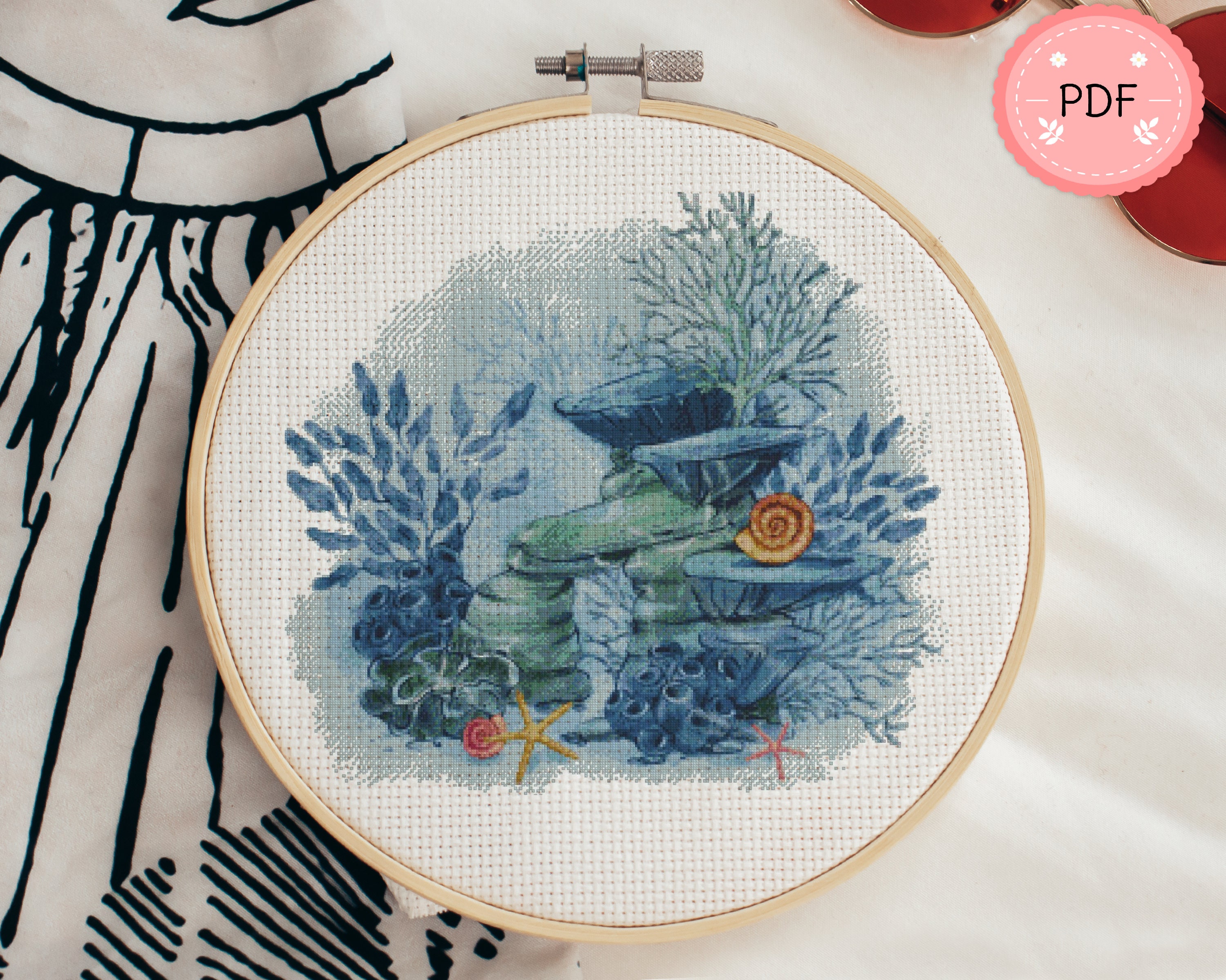 Ocean Life Cross Stitch Pattern , Instant Download ,seashell and ...