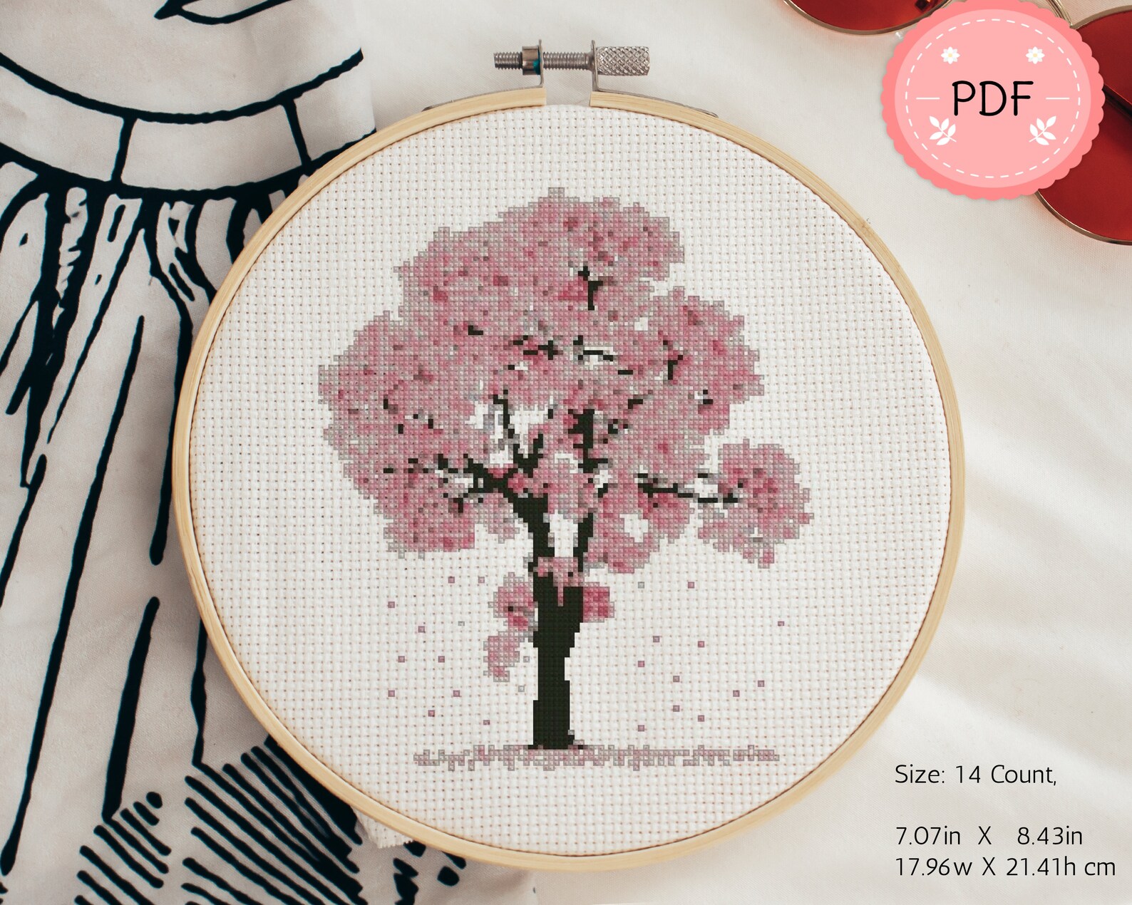 Cross Stitch Pattern ,cherry Blossom Tree ,instant Download ,PDF ...