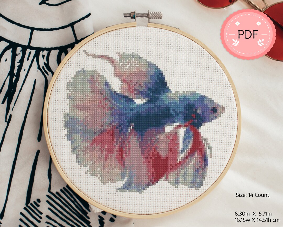 Fish Cross Stitch Pattern , Watercolor Betta Fish,instant Download ...