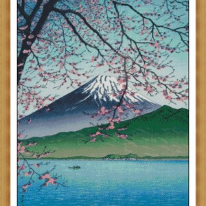 Mount Fuji Cross Stitch Pattern,cherry Blossom,kawase Hasui, Pdf Format ...