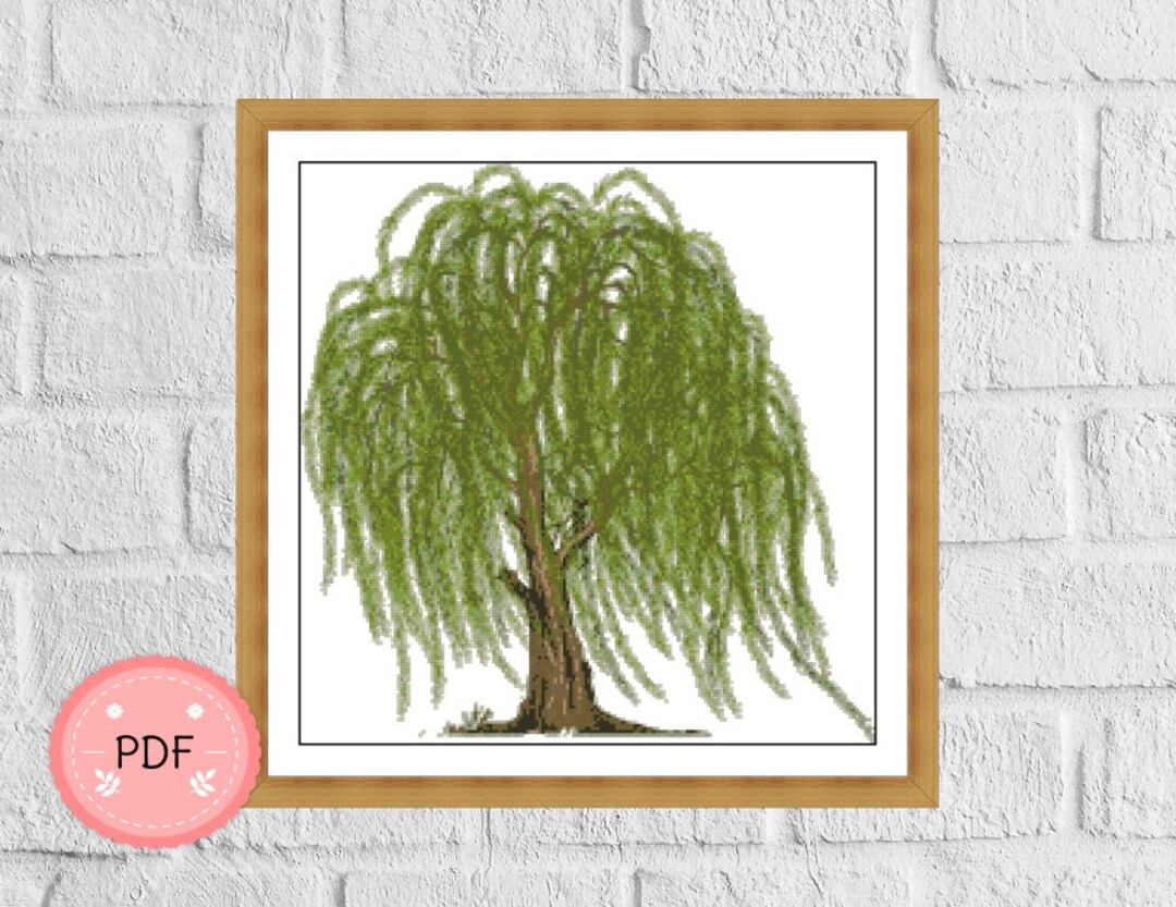 Willow Tree Cross Stitch Pattern: Botanical Watercolor (PDF) - Etsy