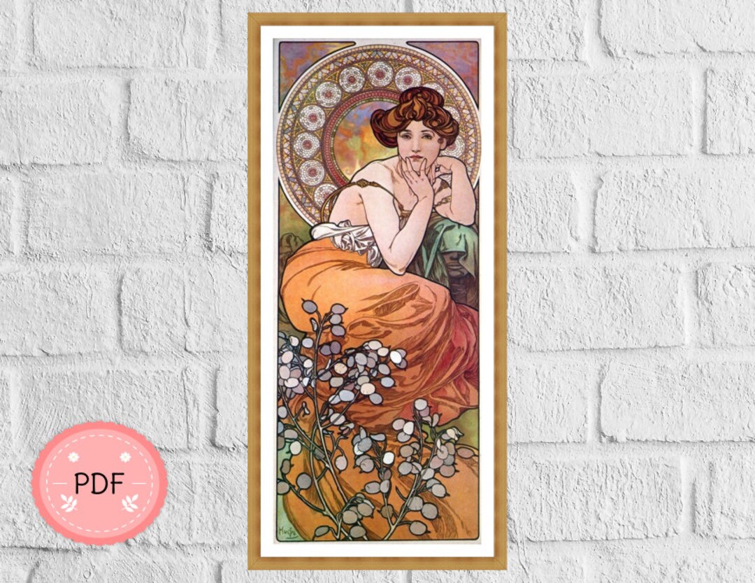 Cross Stitch Pattern,topaz by Alphonse Mucha , Pdf , Instant Download ...