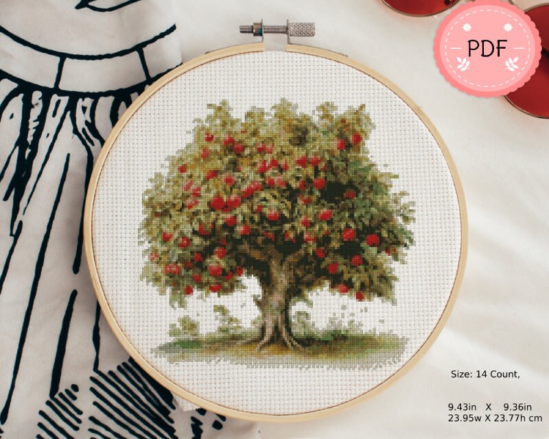 Cross Stitch Pattern,apple Tree,instant Download ,PDF, Botanical ...
