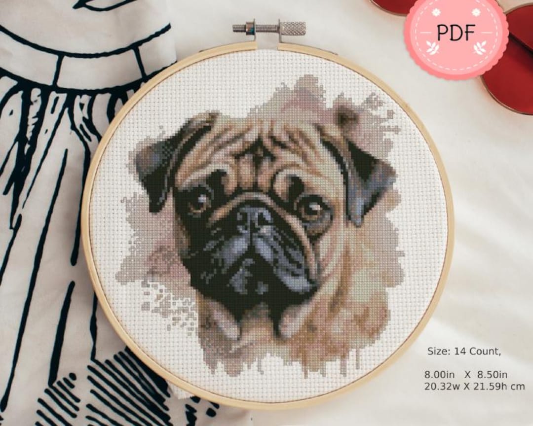 Cross Stitch Pattern,pug , Watercolor,pdf ,instant Download , Animal X ...