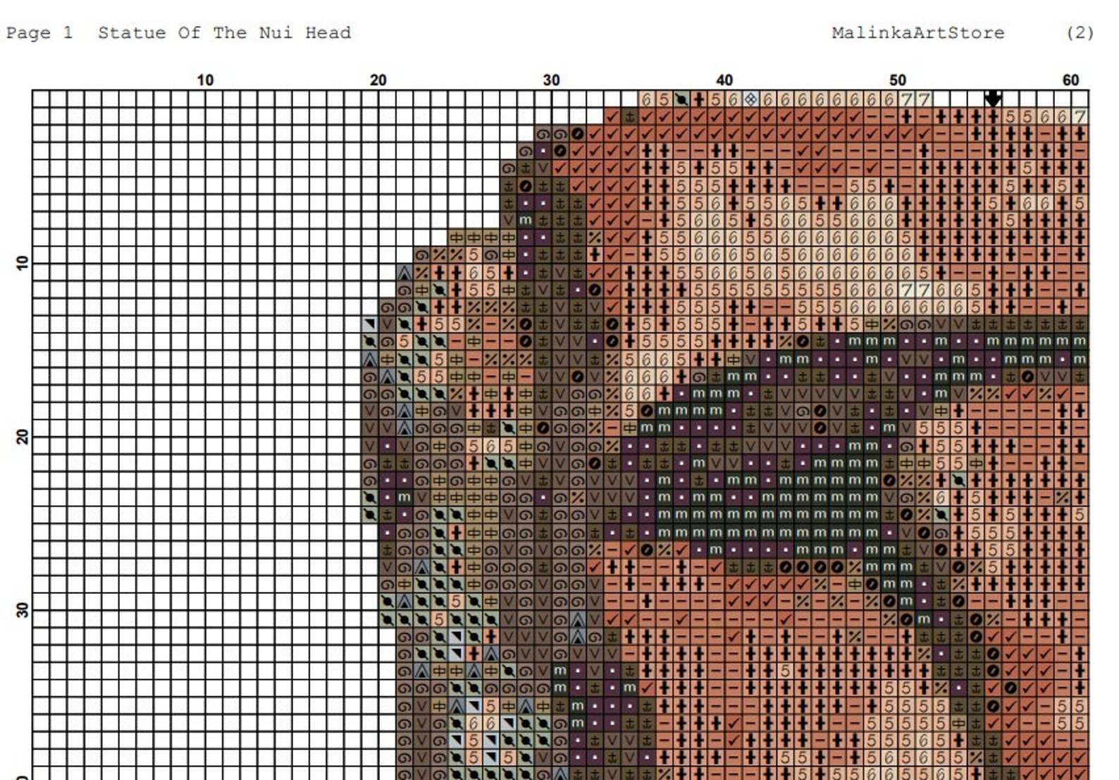 Cross Stitch Pattern,statue of the Nui Head,pdf Format,instant Download ...