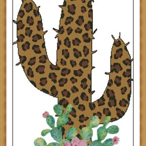 Cross Stitch Pattern, Leopard Cactus With Succulent,pdf ,instant ...