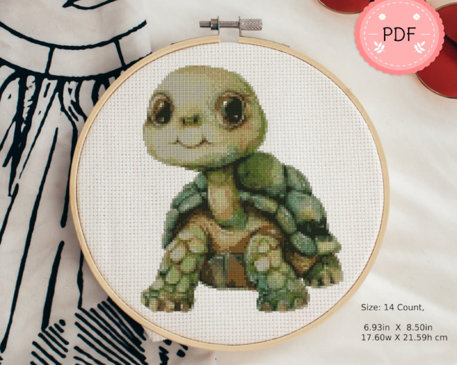 Cute Tortoise Cross Stitch Pattern, Watercolor Turtle (PDF) - Etsy