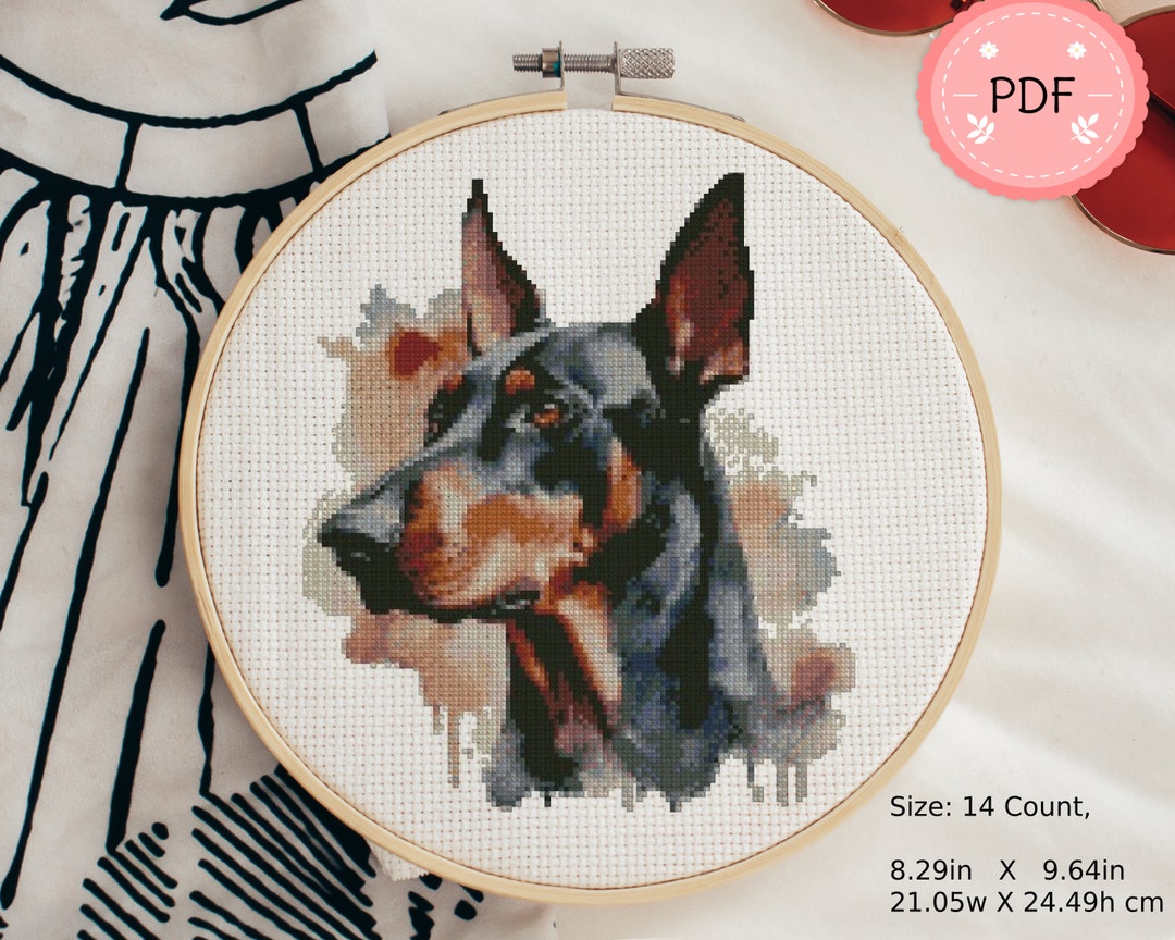 Cross Stitch Pattern,doberman Pinscher, Pdf , Instant Download , Animal ...