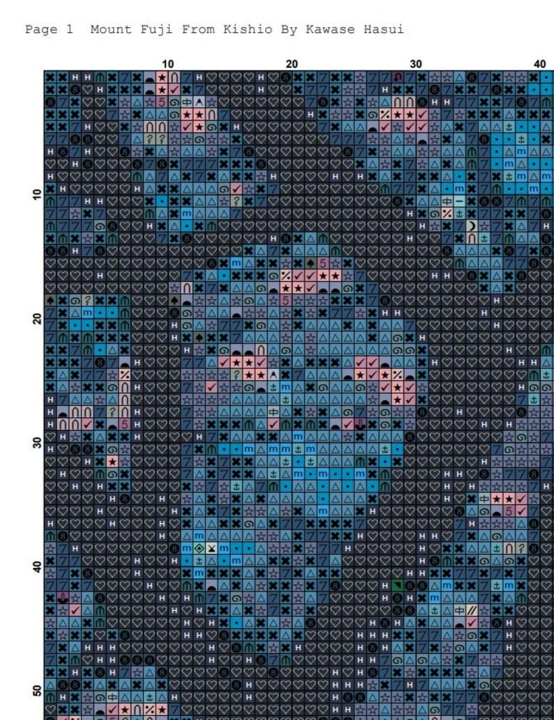 Mount Fuji Cross Stitch Pattern,cherry Blossom,kawase Hasui, Pdf Format ...