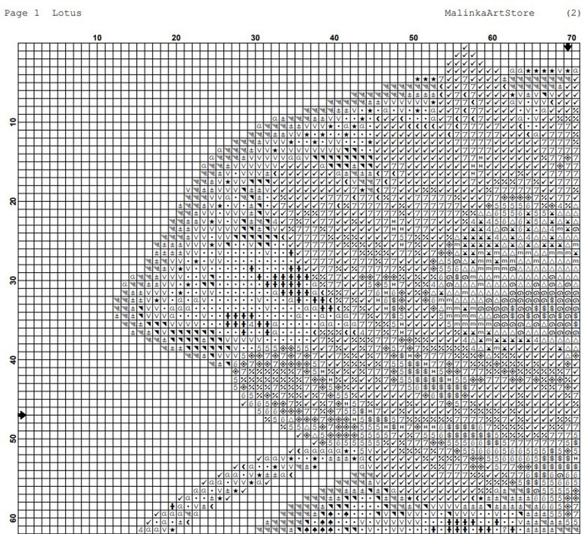 Lotus Cross Stitch Pattern, Water Lily, Pdf , Instant Download , Floral Xstitch Chart, Asian ...