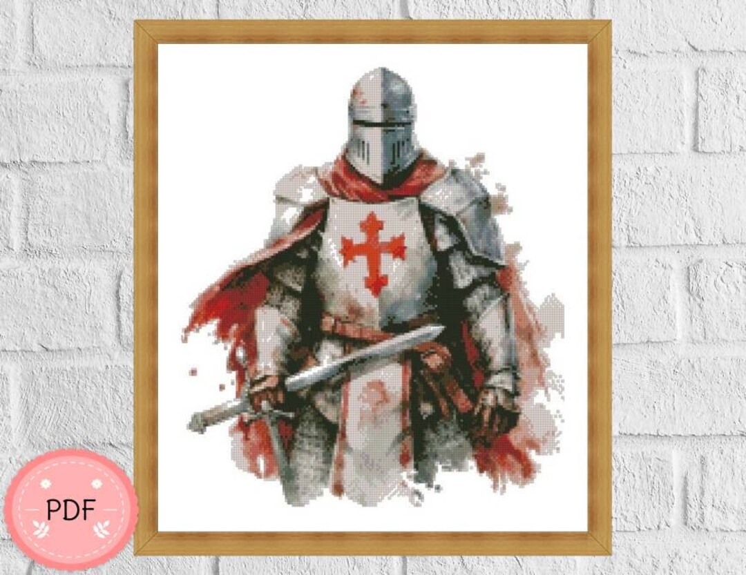 Cross Stitch Pattern,medieval Knight Templar, Pdf Instant Download ...