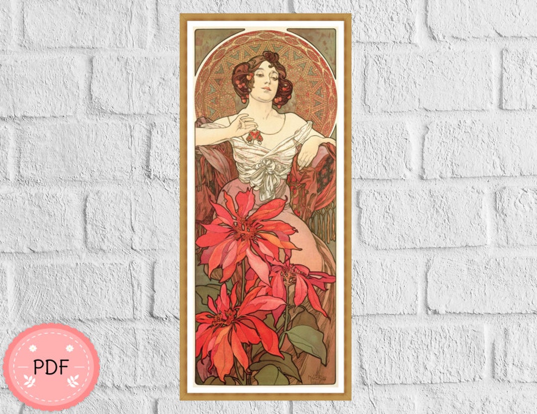 Ruby Cross Stitch Pattern,alphonse Mucha , Pdf , Instant Download,full ...